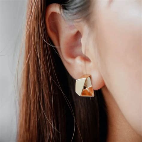 Boucles Doreilles Architecturales Dorées Argent Archi Mini Atelier