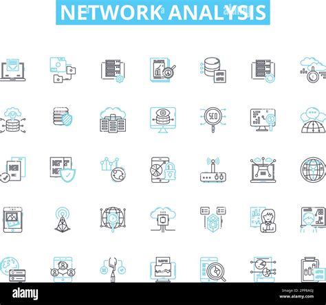 network analysis linear icons set graph nodes edges centrality