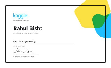 Rahul Bisht On Linkedin Rahul Bisht Completed The Intro To Programming Course On Kaggle