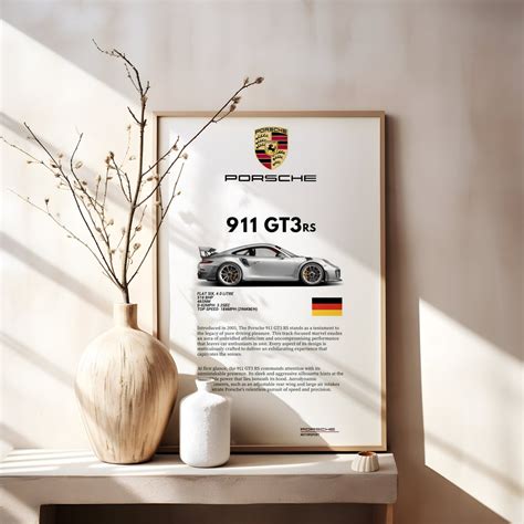 Porsche 911 Gt3rs Poster Vintage Porsche Print Vintage Porsche Wall