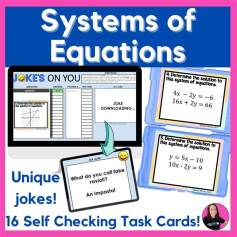 Systems Of Equations Task Cards Printable And Digital Activity By Math All Day
