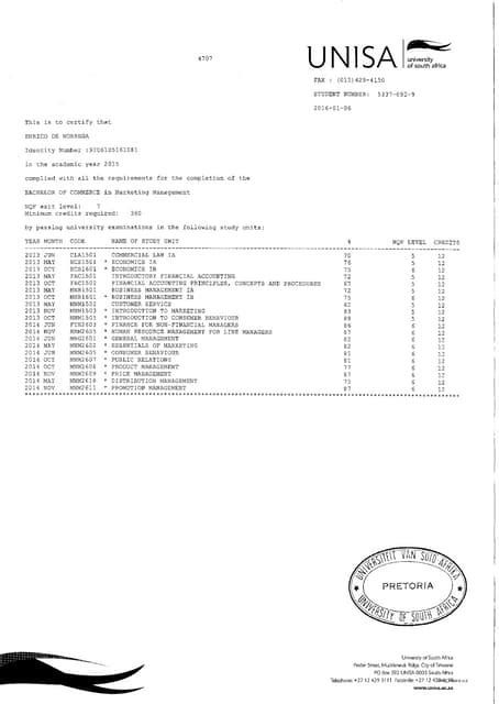 Academic Transcript Pdf