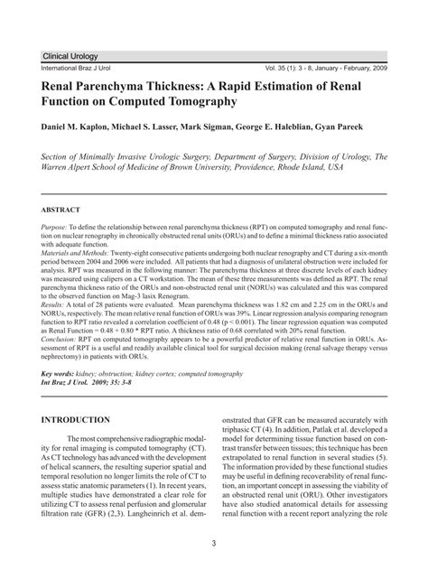 Pdf Renal Parenchyma Thickness A Rapid Estimation Of Renal Function