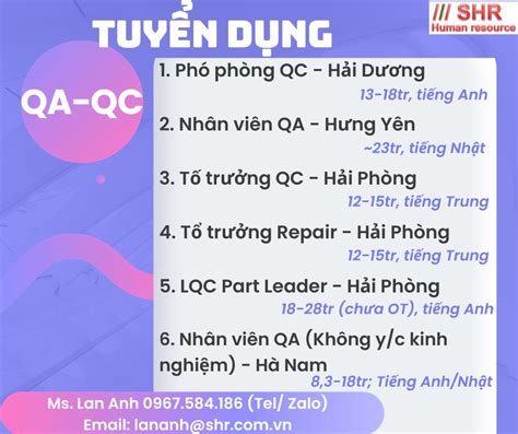 lan anh on linkedin qaqc chất lượng shr qaqc qaqcmanager