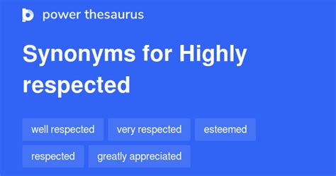 Highly Respected Synonyms 223 Similar Words And Phrases