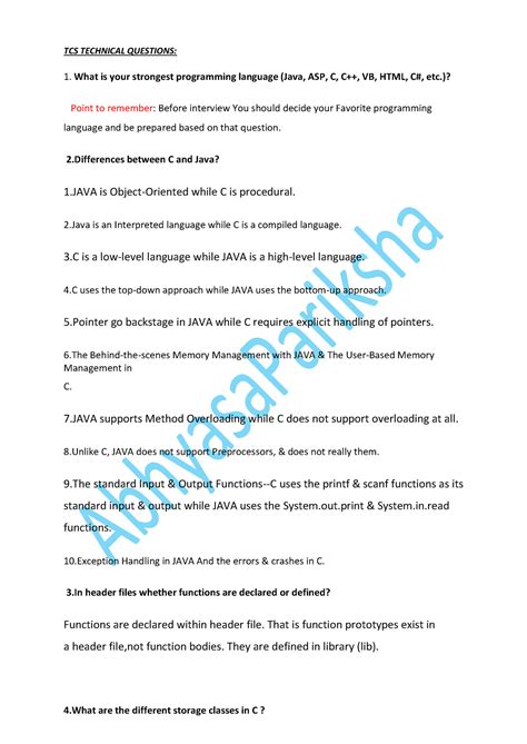 Tcs Technical Questions Tcs Technical Questions 1 What Is Your