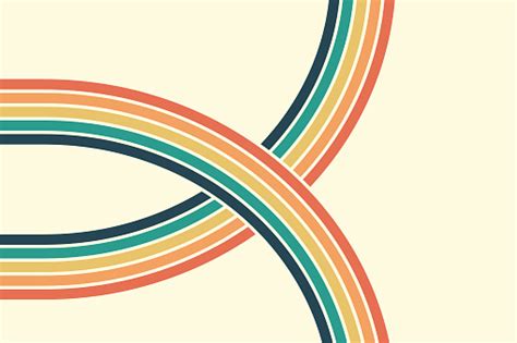 1970년대 히피 레트로 스타일의 무지개 그루비 물결 모양의 추상적인 배경 벡터 패턴은 천 섬유 랩 및 기타에 사용할 준비