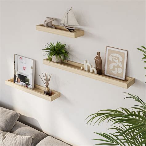 Dolle 5 9 In D X 23 6 In L Brushed Oak Mdf Rectangular Floating Shelf