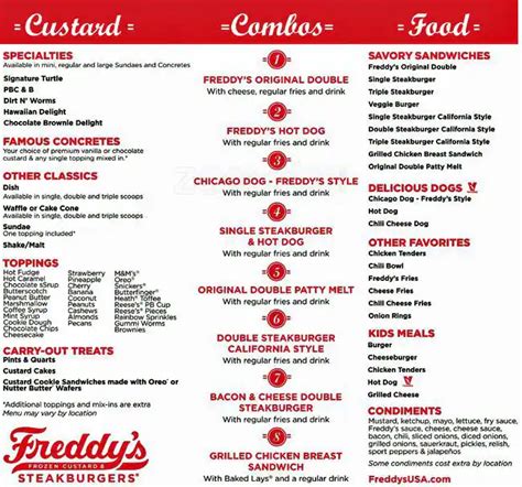 Freddys Frozen Custard And Steakburgers Menu Urbanspoonzomato