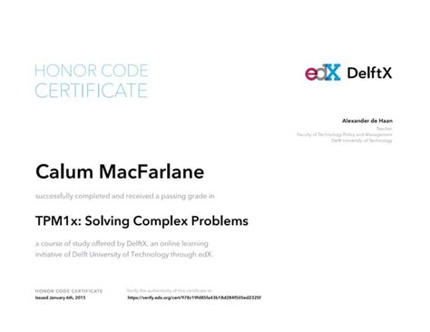 Certificate Solving Complex Problems Ppt
