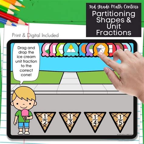 partitioning shapes and unit fractions math centers 3 g 2 math