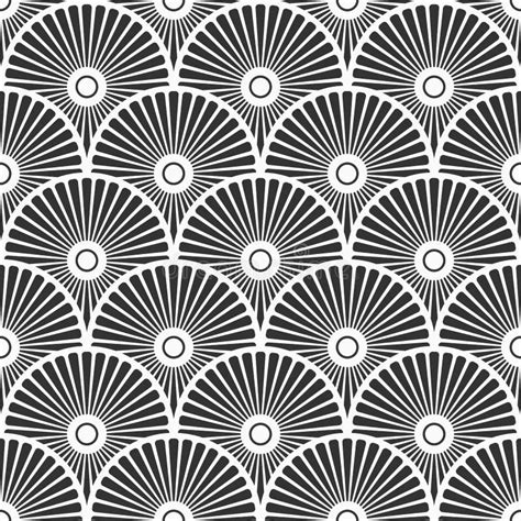 Seamless Japanese Vintage Vector Pattern Repeating Striped Circles Round Ornaments Stock