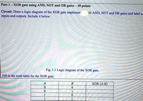 SOLVED Part XOR Gate Using AND NOT And OR Gates Points Circuit Draw A Logic Diagram