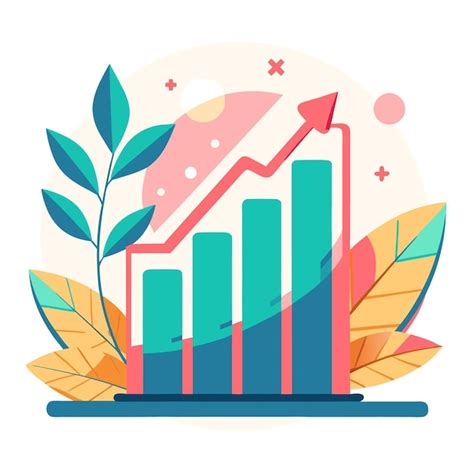 Upward Trending Bar Graph With Red Arrow And Leaves Premium Ai Generated Vector