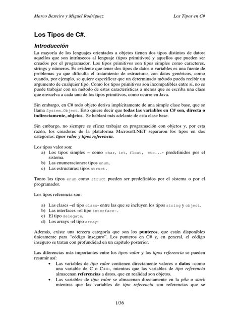 Tipos De Datos En Cs Pdf Descargar Gratis Pdf C Sharp Lenguaje De Programación Objeto