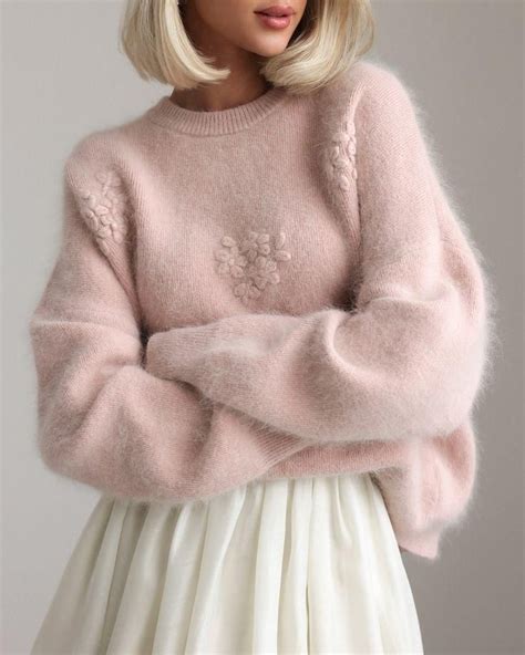 Sweater Outfits Girly Coquette Sweater Outfit Pink Feminine Soft