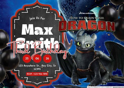 Free Editable How To Train Your Dragon Birthday Invitations Beeshower