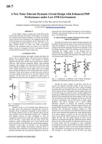 A New Noise Tolerant Dynamic Circuit Design With Enhanced Pdp