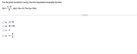 Solved For The Given Functions F And G Find The Requested Chegg
