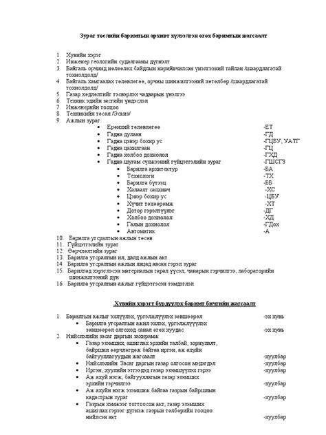 Улсын комисст хүлээлгэн өгөх барилгынбаримт бичгийн жагсаалт Pdf