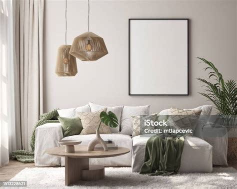 거실 벽에 모형 포스터 프레임 현대적인 디자인의 고급스러운 아파트 배경 현대적인 인테리어 디자인 3d 렌더링 3d 일러스트레이션 거실에 대한 스톡 사진 및 기타 이미지