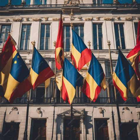 Premium Ai Image Belgian Flags Outside The Royal Palace Background