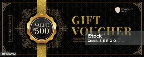 반짝이 골드 럭셔리 요소와 선물 바우처 템플릿입니다 벡터 일러스트입니다 금 금속에 대한 스톡 벡터 아트 및 기타 이미지 금 금속 금색 티켓 Istock