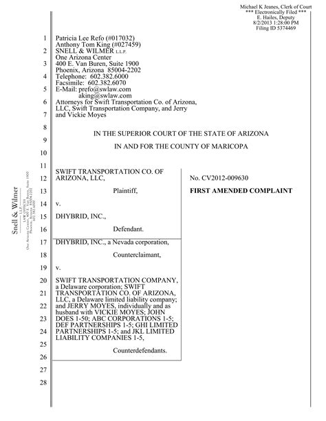 Swift First Amended Complaint Vs Dhybrid Pdf