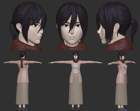Mikasa Ackerman139 3d Model Texture Workinprogress By Dariotsc On