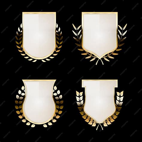 Premium Vector Luxury Golden White Shield Badges And Labels Retro