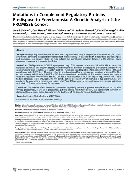 Pdf Mutations In Complement Regulatory Proteins Predispose To