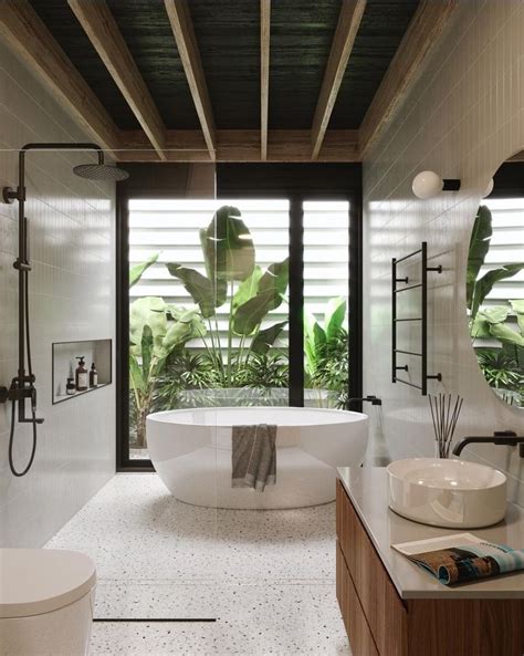 Bathroom With Plants Outside Tropical Small Bathrooms Bathroom With