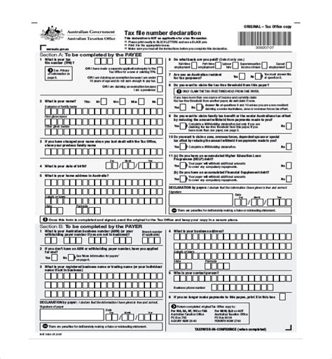 Tax File Declaration Printable Form Printable Forms Free Online