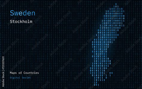 Sweden Map Shown In Binary Code Pattern Tsmc Blue Matrix Numbers