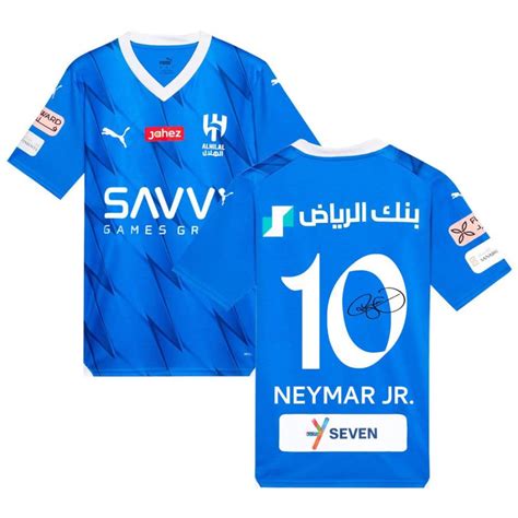 Neymar Jr 10 Signed Al Hilal Sfc 2023 24 Home Jersey Blue Men