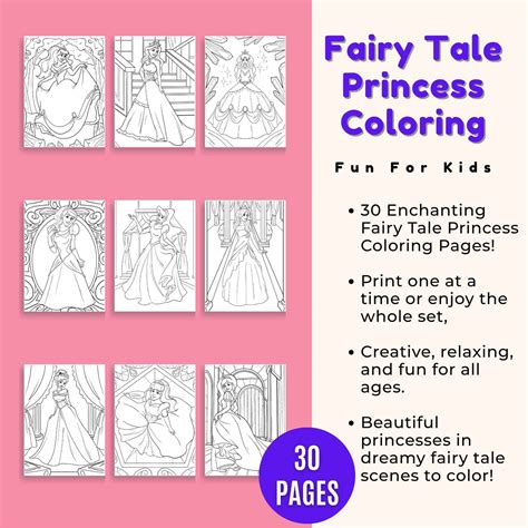 Fairy Tale Princess Coloring Pages Printable Magic