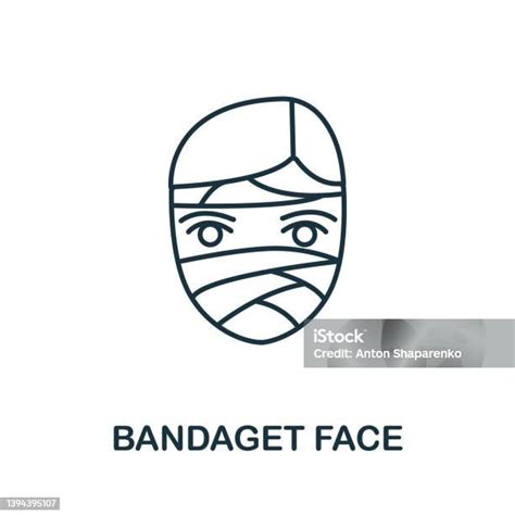 성형 수술 컬렉션의 붕대 얼굴 아이콘입니다 간단한 라인 요소 템플릿 웹 디자인 및 인포 그래픽을위한 붕대 얼굴 기호 건강관리와