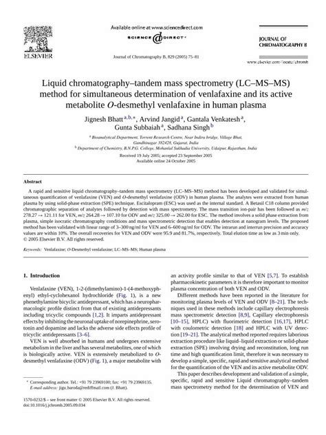 Pdf Liquid Chromatography Tandem Mass Spectrometry Lc Ms Ms Method