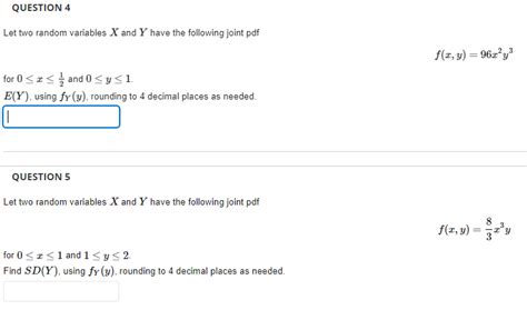 Solved Let Two Random Variables X And Y Have The Following Chegg