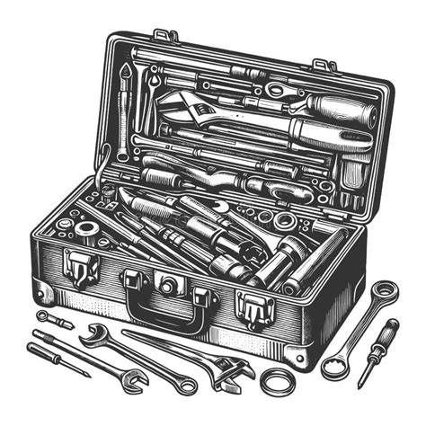 Open Toolbox Engraving Sketch Vector Illustration Stock Illustration Illustration Of