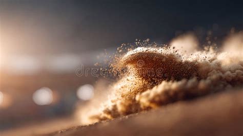 Abstract Shot Of Sand Particles Caught Midair Creating A Dynamic Wavelike Form Warm Earthy