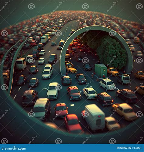 Traffic Jam Cartoon Style Stock Illustration Illustration Of Speed 269267492