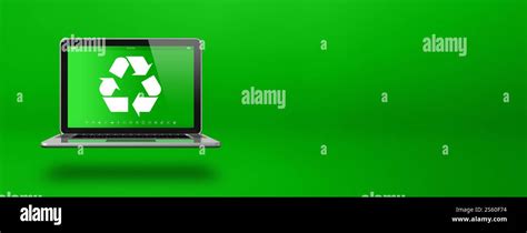 Laptop Computer With A Recycling Symbol On Screen Environmental Conservation Concept 3d