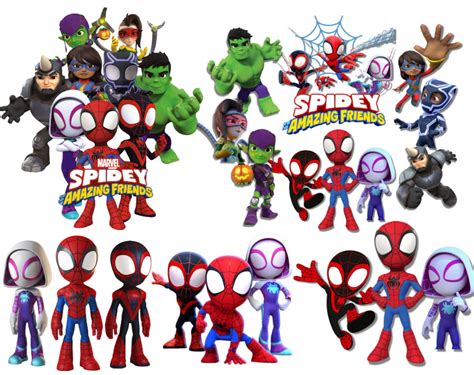 Spidey Clipart Png Spidey Svg Bundle Spidey Characters Etsy España