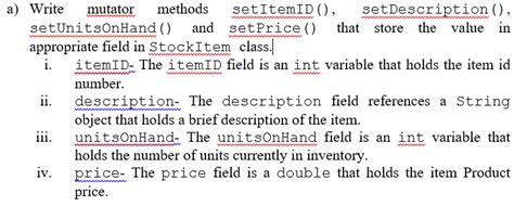 Solved A Write Mutator Methods Setitemid