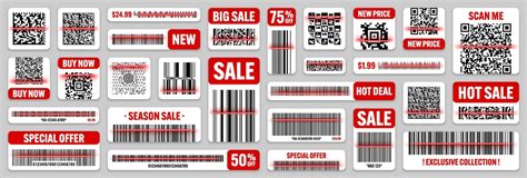 Premium Vector Product Barcodes And Qr Codes With Red Scanning Line