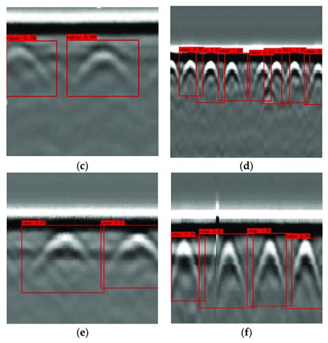 a f rebar detection examples of field gpr images using the trained