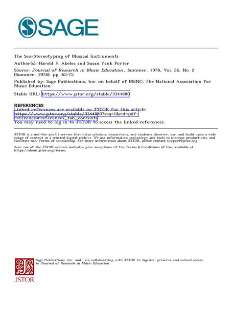 Abeles And Porter 1978 The Sex Stereotyping Of Musical Instruments