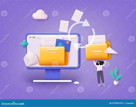 Transfer File Of Data Between Folder Transmission Of Document Backup Of Information On Pc
