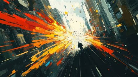 A Dynamic Explosion Of Colors And Shapes In An Urban Setting Conveying Energy And Movement